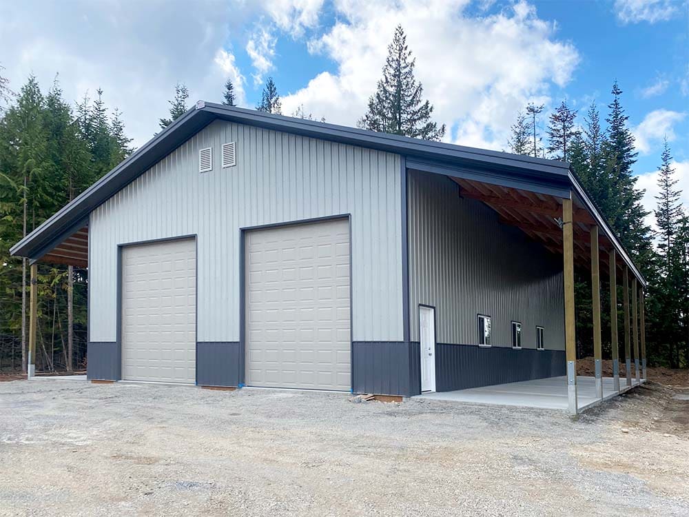 #13230 - 40' x 60' x 18' Garage with 2 Lean-Tos in Harrison, ID | Steel Structures America